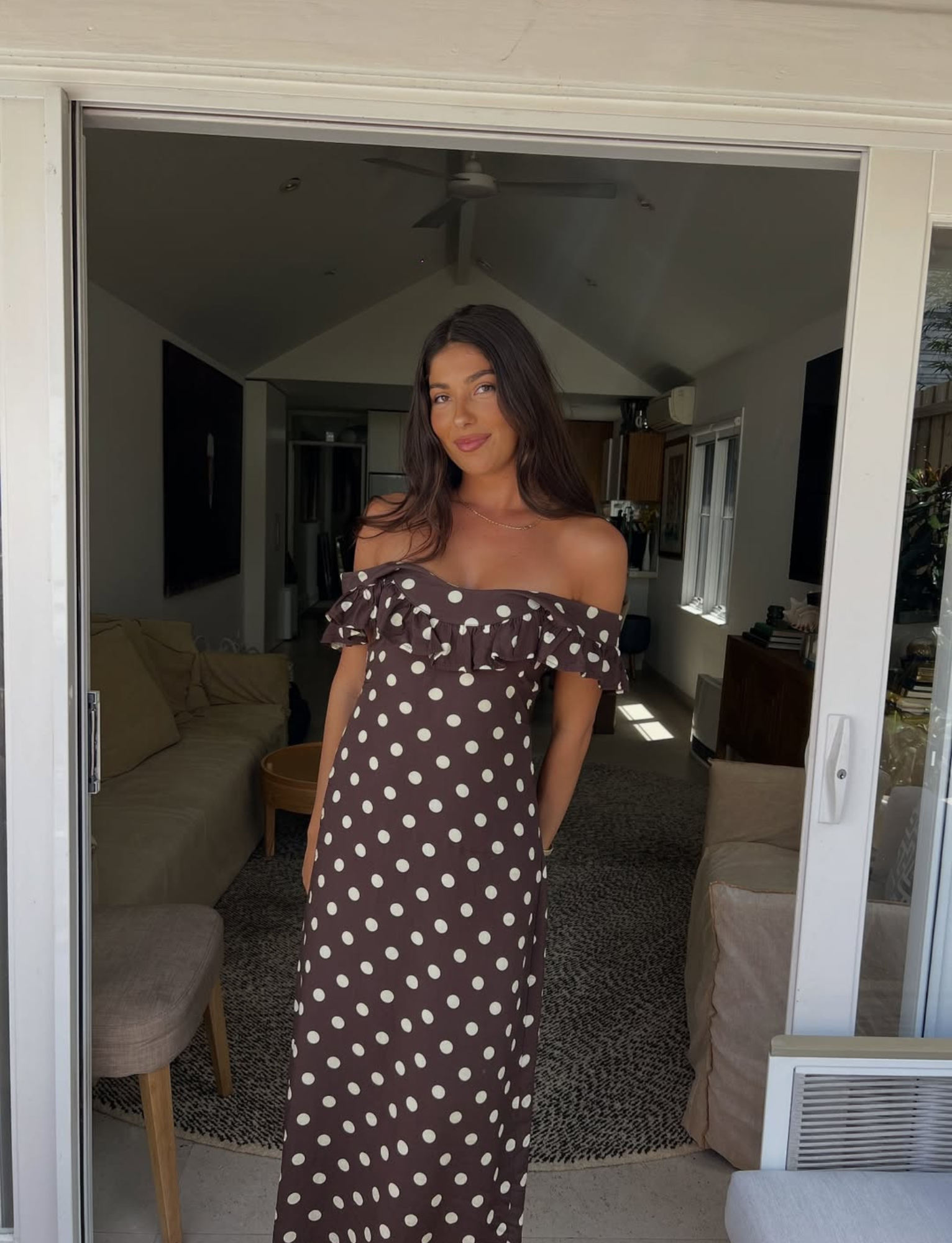Luna Maxi | Cocoa Polka – Rent My Wardrobe